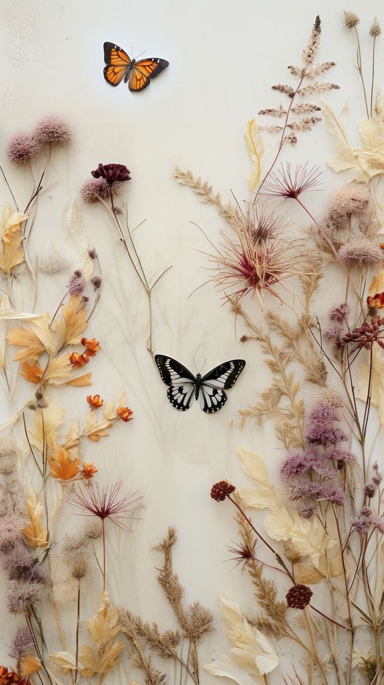 Real pressed butterfly and flowers | Premium Photo - rawpixel