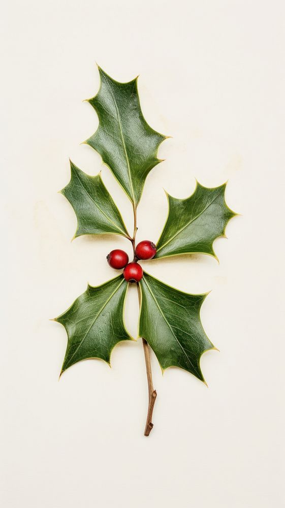 Pressed christmas holly wallpaper flower | Premium Photo Illustration ...