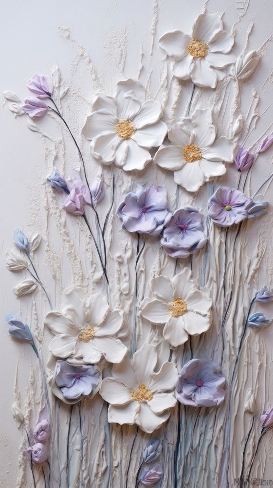 Bas-relief plaster flowers field wallpaper | Premium Photo - rawpixel