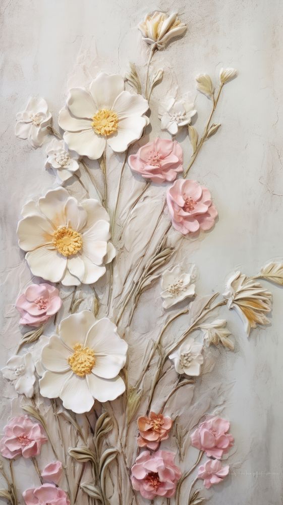 Bas-relief plaster flowers field wallpaper | Premium Photo - rawpixel