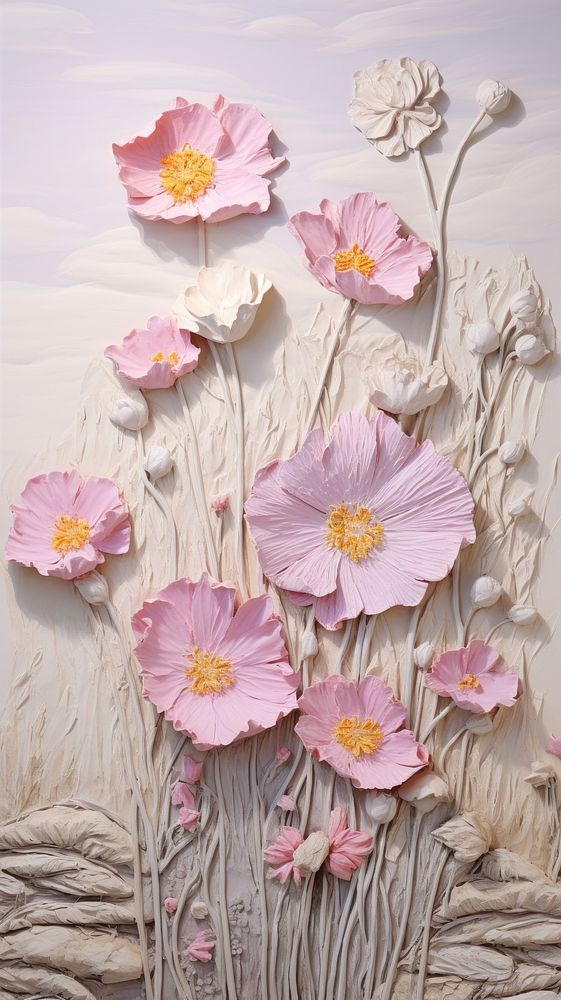 Bas-relief plaster flowers field wallpaper | Premium Photo - rawpixel