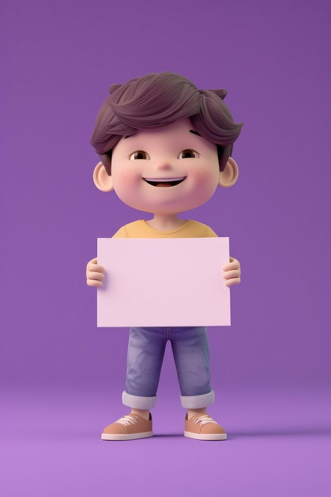 Kid holding sign cartoon human | Free Photo Illustration - rawpixel