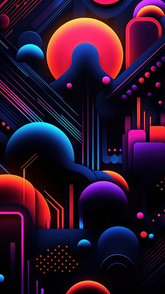 Abstract shapes neon wallpaper pattern | Premium Photo Illustration ...