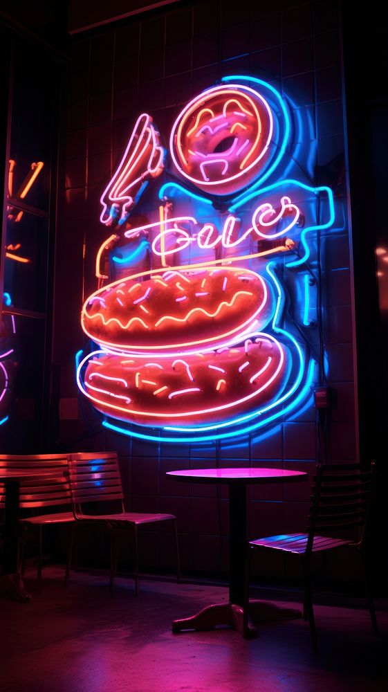 Neon pancake sign wallpaper light | Free Photo Illustration - rawpixel