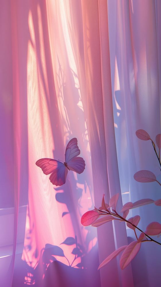 Shadow butterfly curtain flower purple | Free Photo - rawpixel