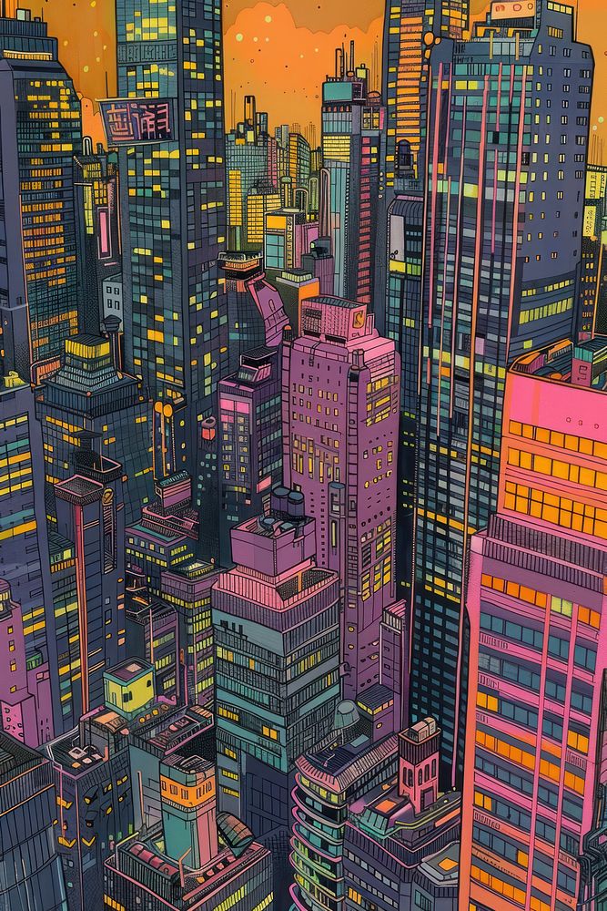 buildings are brightly coloured city | Premium Photo Illustration ...