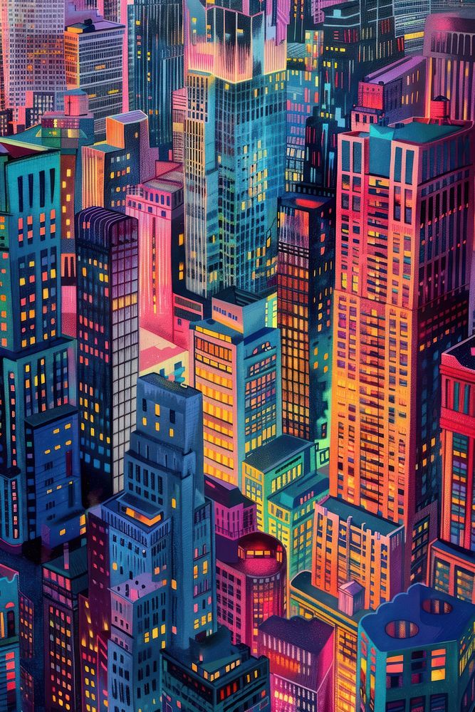 buildings are brightly coloured city | Premium Photo Illustration ...