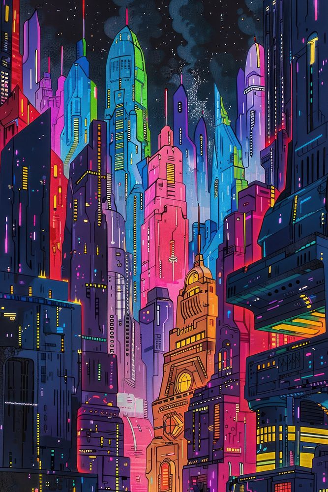 buildings are brightly coloured city | Free Photo Illustration - rawpixel