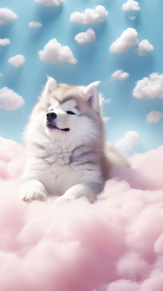 Cute Alaskan Malamute dreamy wallpaper | Free Photo Illustration - rawpixel