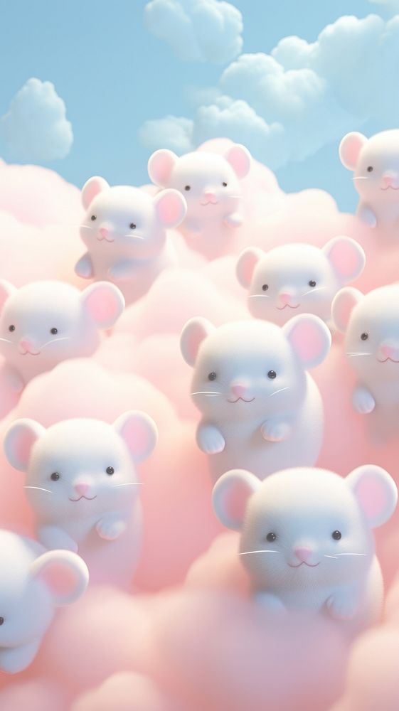 Fluffy pastel mouse cartoon mammal | Free Photo Illustration - rawpixel