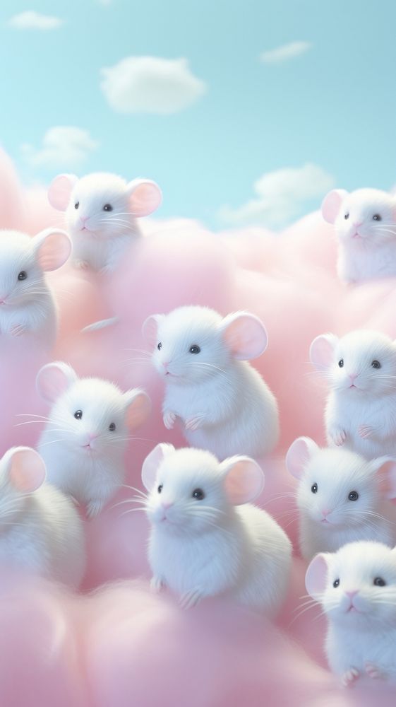 Fluffy pastel mouse cartoon animal | Free Photo Illustration - rawpixel