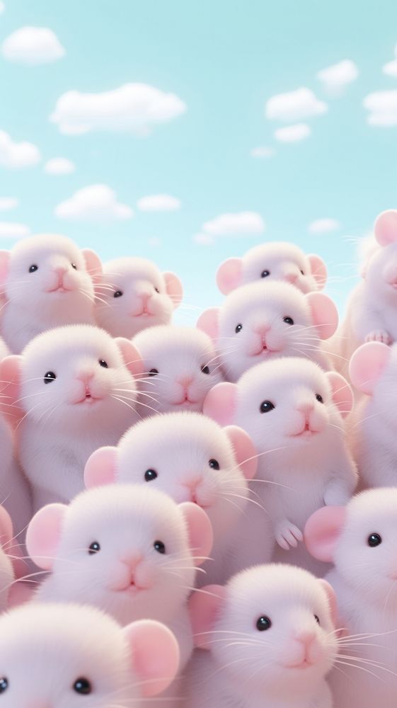 Fluffy pastel mouse cartoon mammal | Free Photo Illustration - rawpixel
