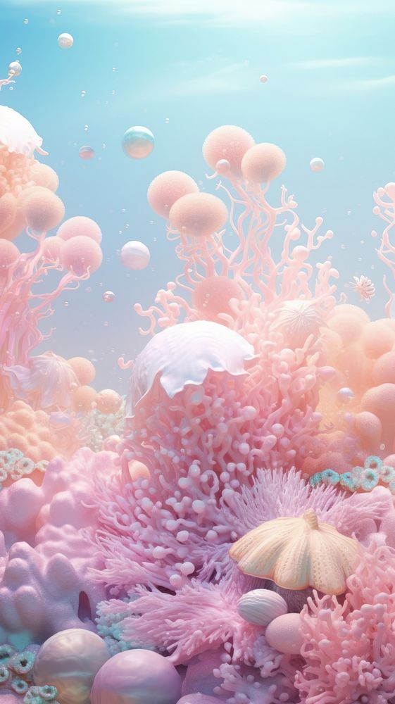 Fluffy pastel sea life outdoors | Free Photo Illustration - rawpixel
