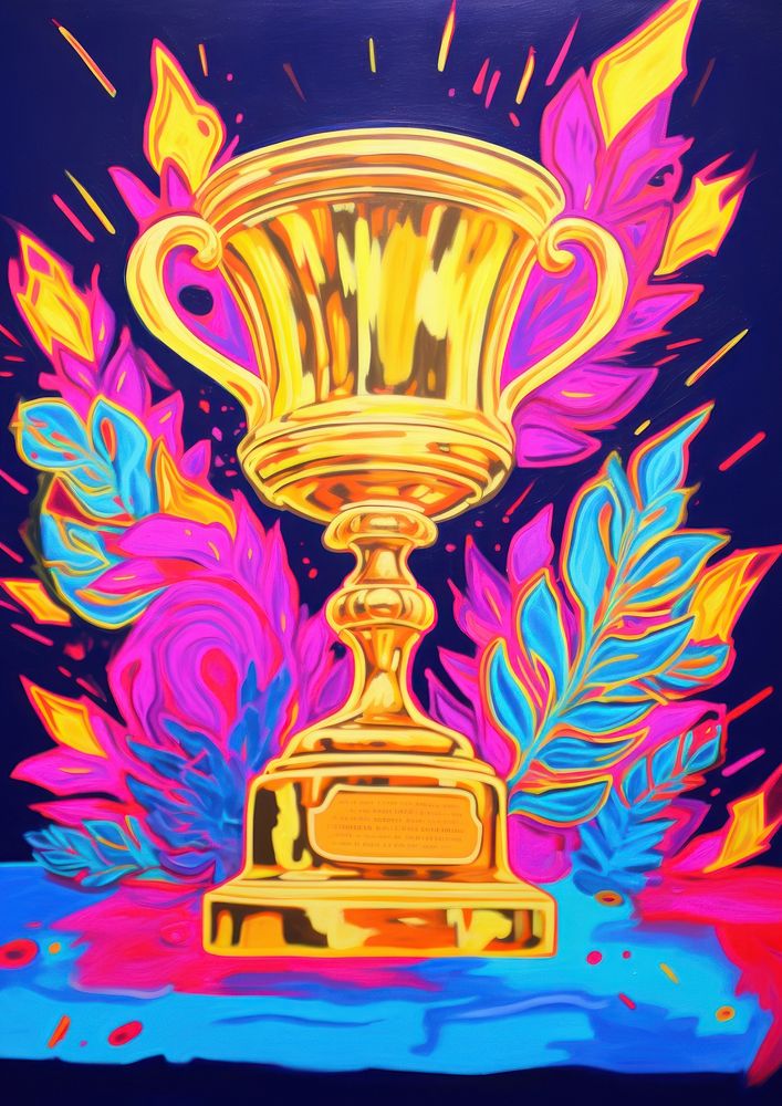 Trophy painting purple yellow. | Premium Photo Illustration - rawpixel