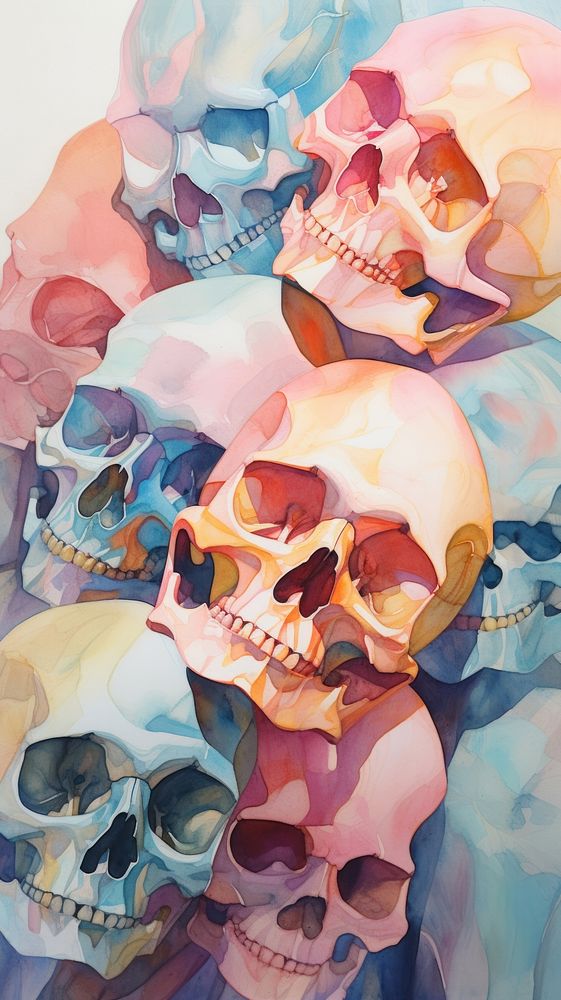 Skulls painting art illustrated. | Free Photo Illustration - rawpixel