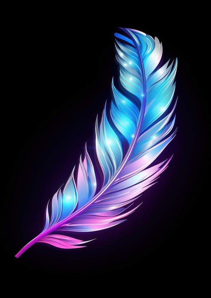 Neon feather pattern nature light. | Free Photo Illustration - rawpixel