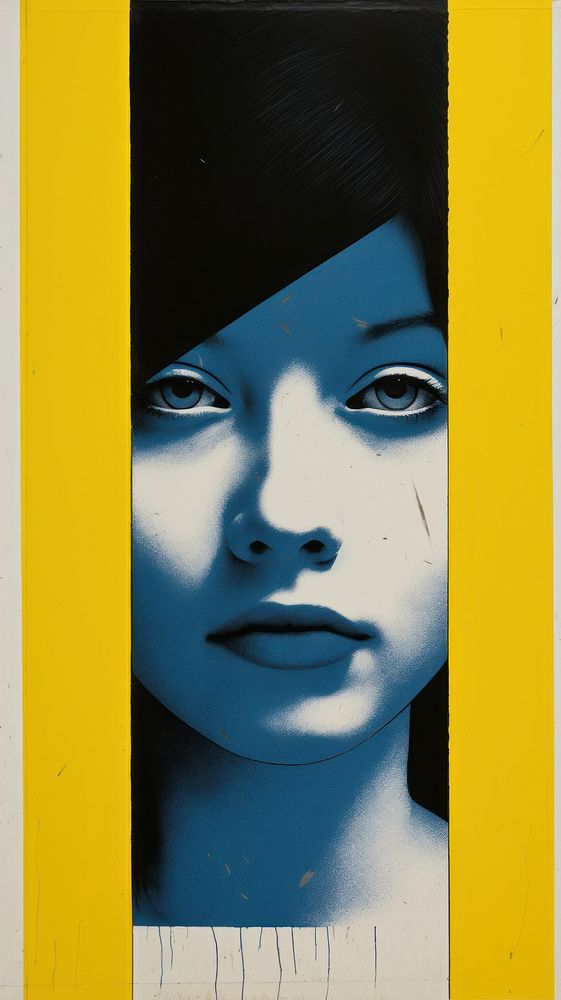 Girl portrait painting yellow. | Free Photo Illustration - rawpixel