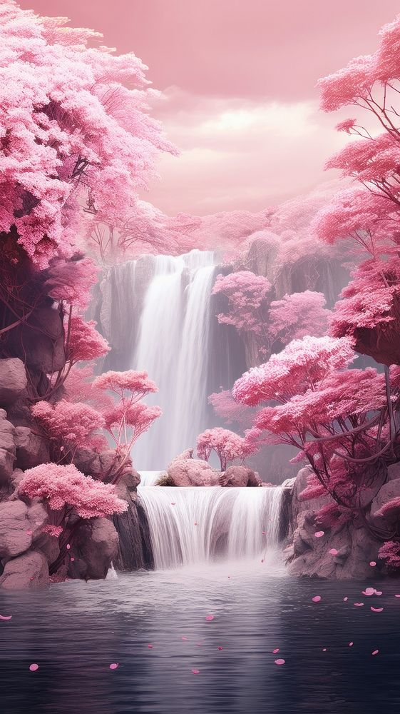 Pink waterfall outdoors blossom. | Premium Photo - rawpixel
