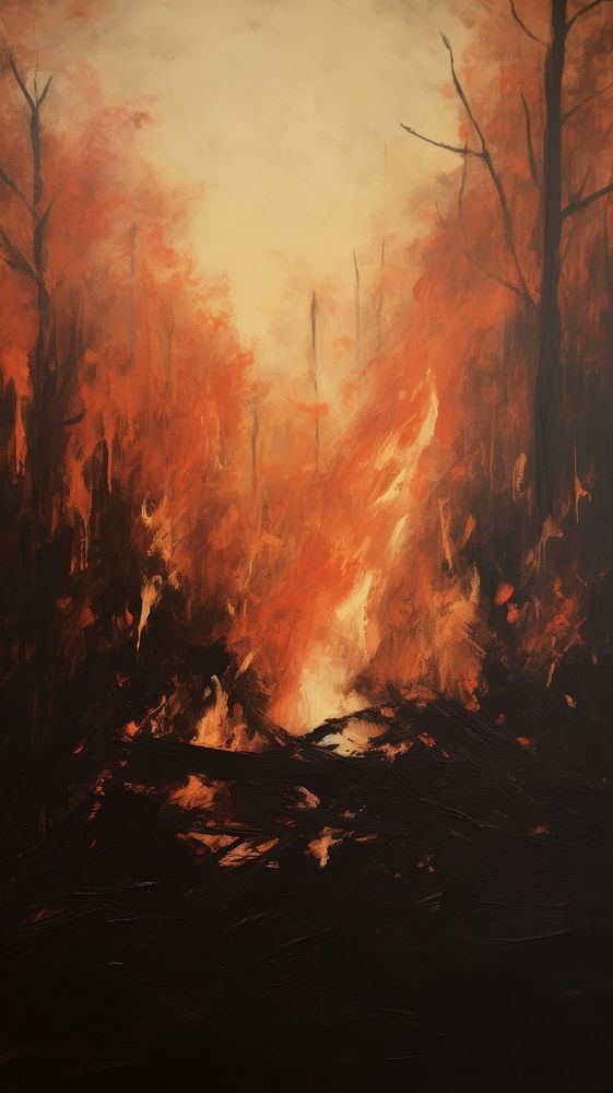 Bonfire landscape wallpaper destruction wildfire | Premium Photo ...