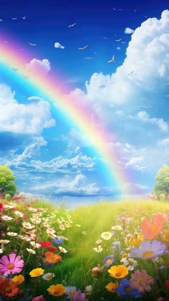 Blue sky and rainbow landscape | Premium Photo Illustration - rawpixel
