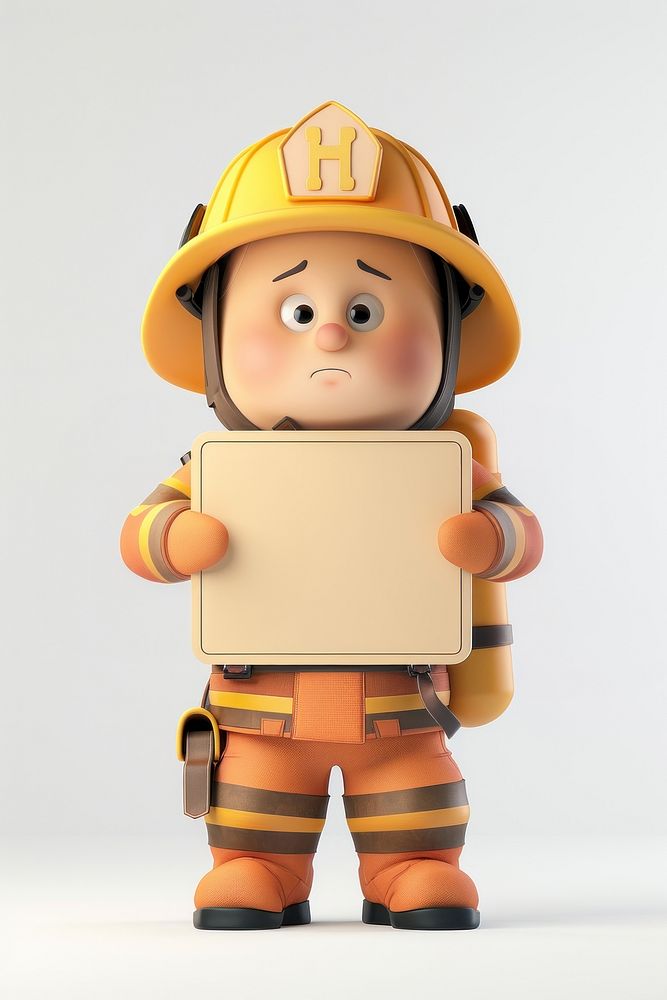 Happy firefighter holding board standing | Free Photo Illustration ...