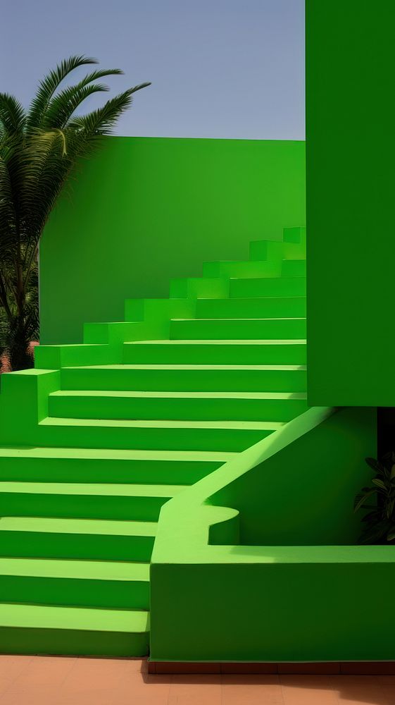 High contrast green stair architecture | Free Photo - rawpixel