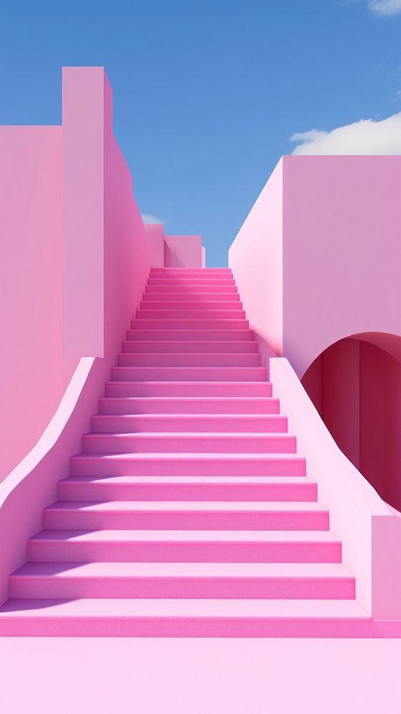High contrast pink stair architecture | Free Photo - rawpixel