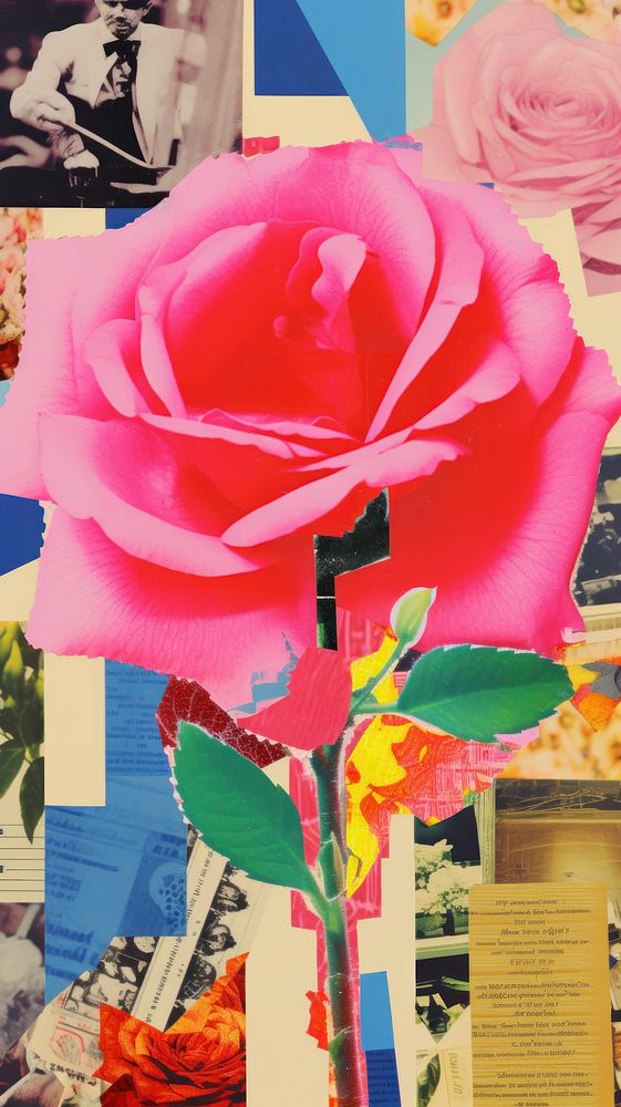 Rose flower collage petal plant. | Free Photo Illustration - rawpixel