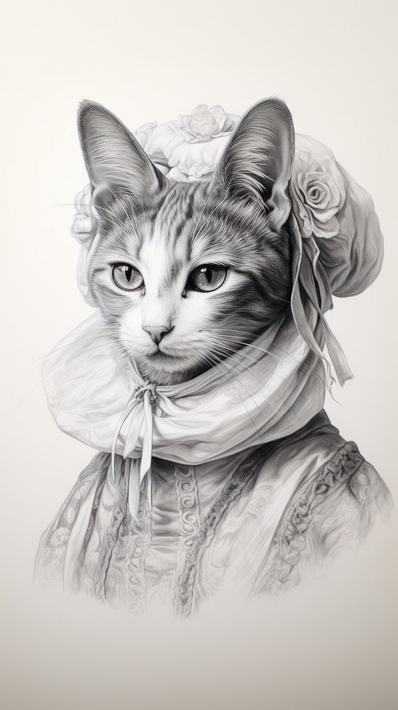 Vintage drawing cat sketch portrait | Free Photo Illustration - rawpixel