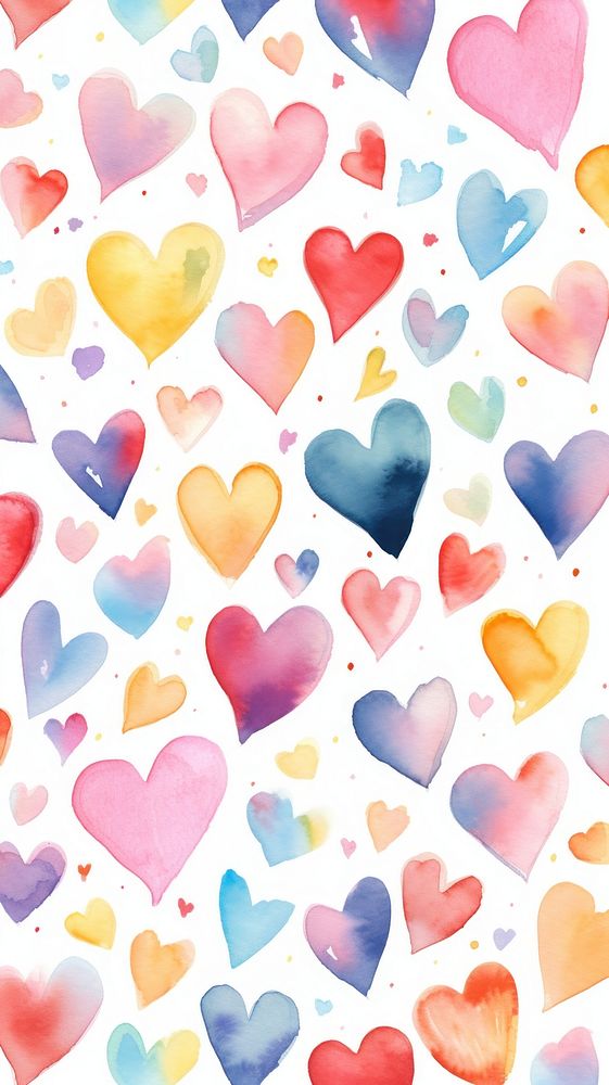 Watercolor hearts pattern backgrounds creativity. | Premium Photo ...