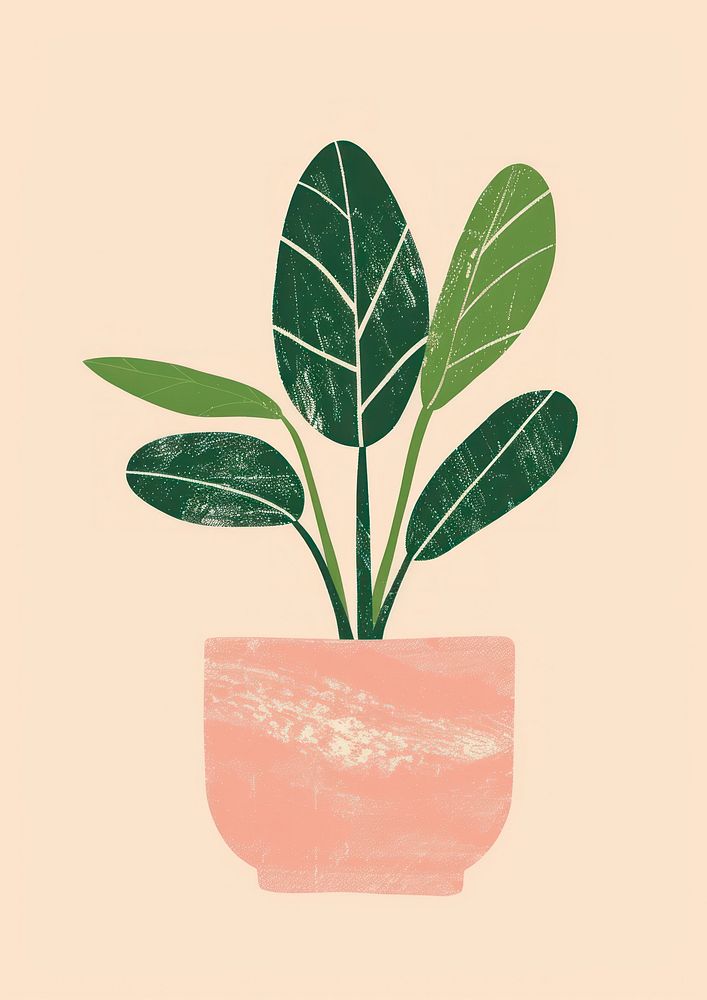Houseplant leaf flowerpot cartoon. | Premium Photo Illustration - rawpixel