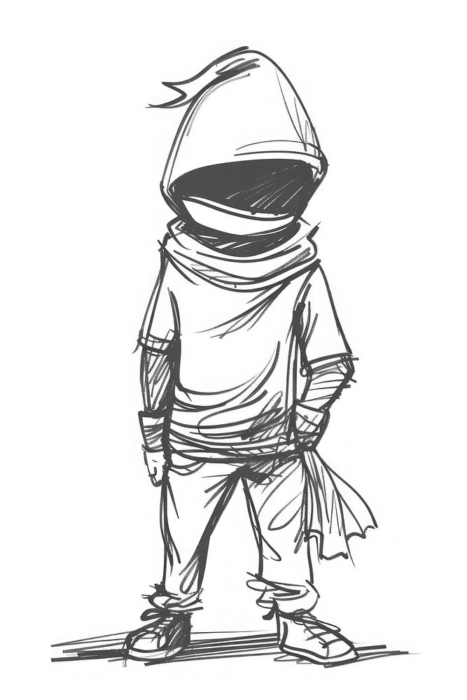 A thief drawing sketch white | Free Photo Illustration - rawpixel