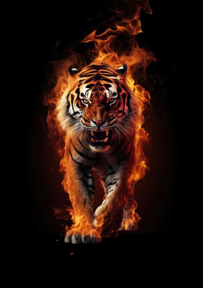 Tiger full body fire flame | Premium Photo - rawpixel