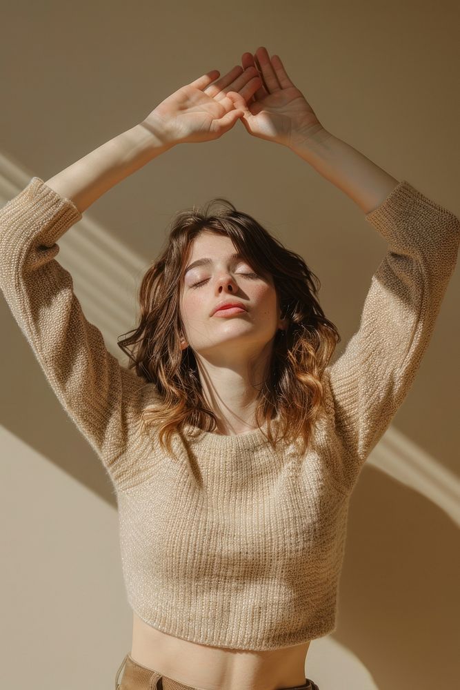 Sweater hand contemplation front view. | Free Photo - rawpixel