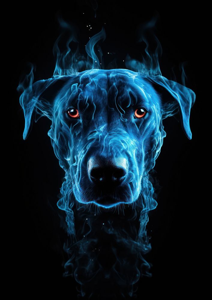 Blue dog fire flame animal | Free Photo - rawpixel