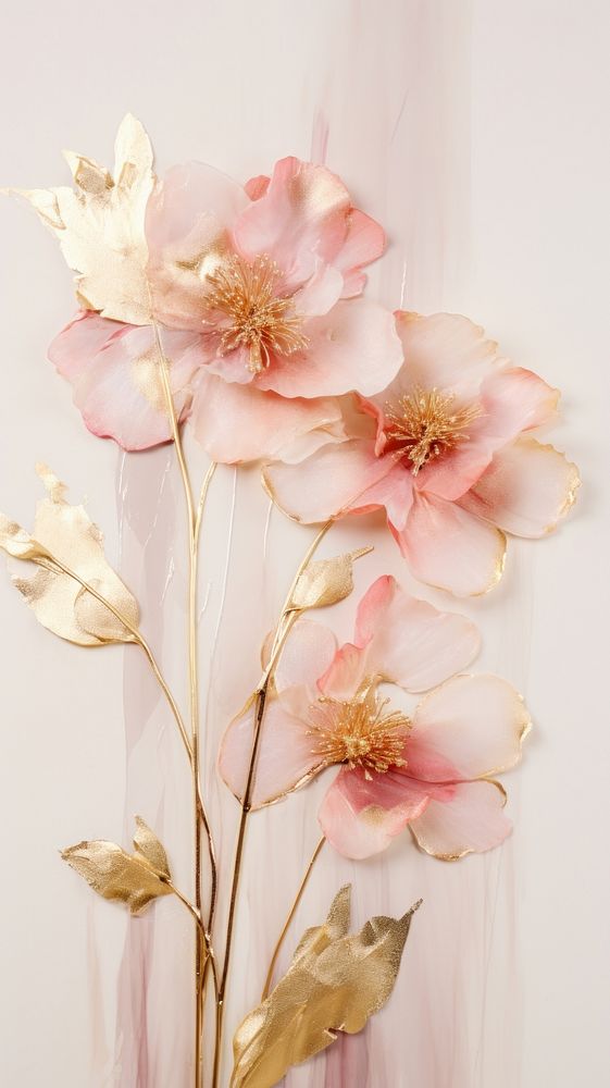 Gold and pink flowers wallpaper | Premium Photo - rawpixel