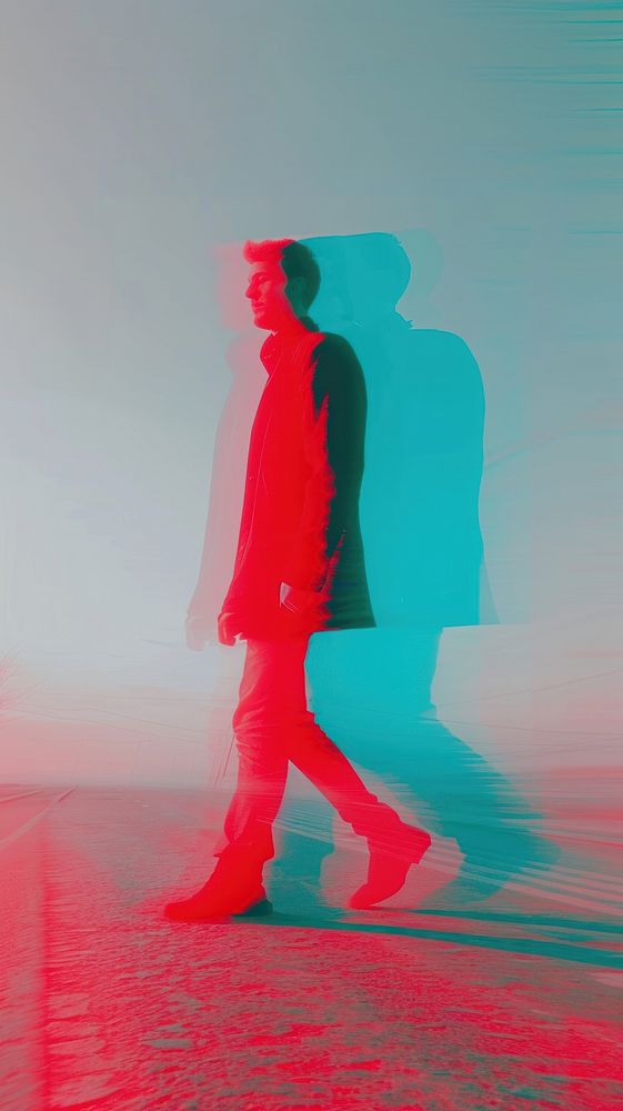 Man walking standing red backlighting. | Free Photo - rawpixel