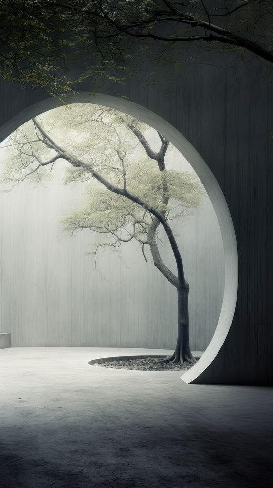 Cool wallpaper concrete arch tree | Free Photo - rawpixel