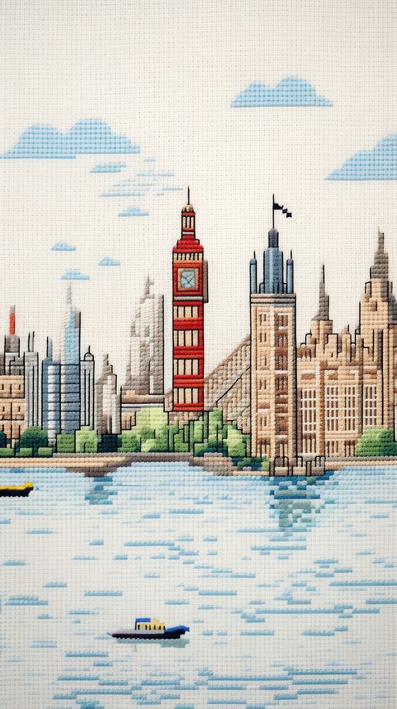 Cross stitch london architecture embroidery | Free Photo Illustration ...