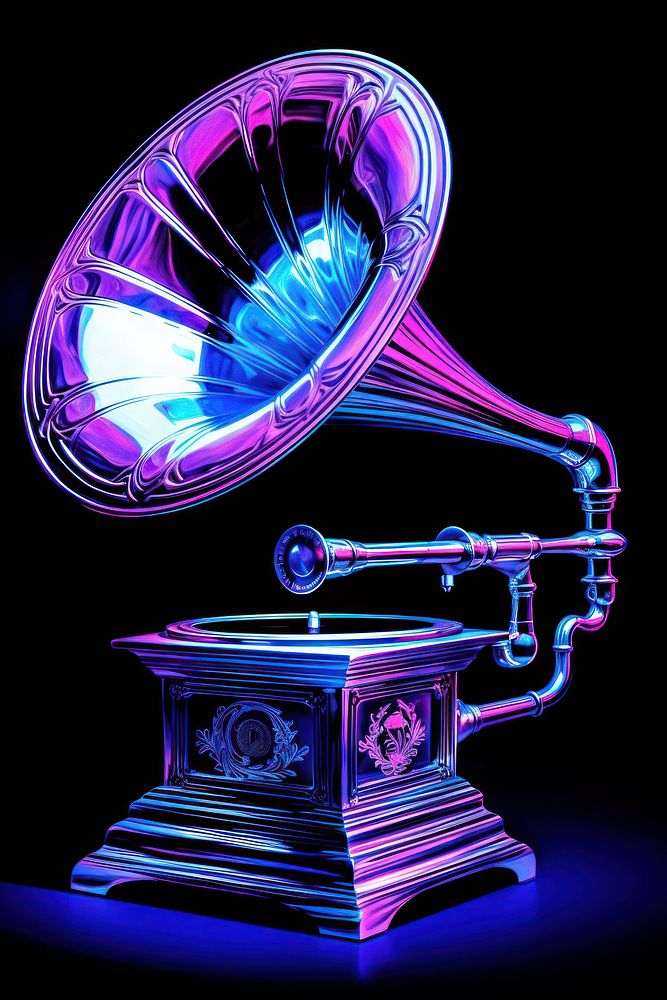 Gramophone light illuminated performance. | Premium Photo Illustration ...