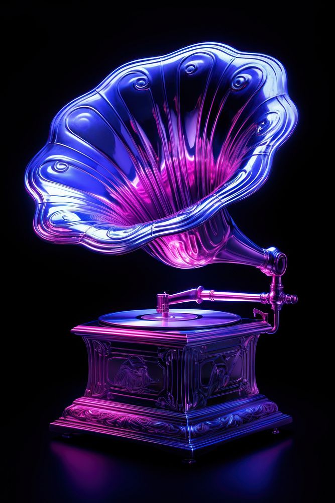Gramophone violet light darkness. | Premium Photo Illustration - rawpixel