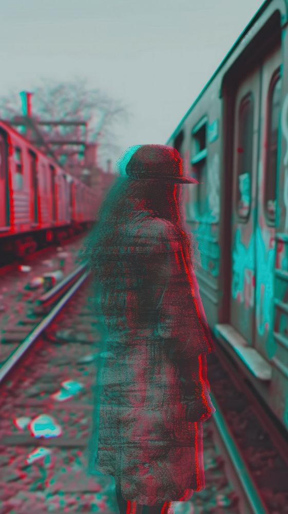 Anaglyph woman train photography adult | Free Photo - rawpixel