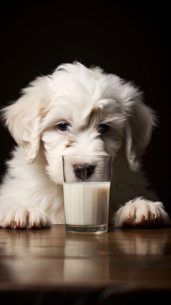 Dog drinking milk mammal animal | Premium Photo - rawpixel