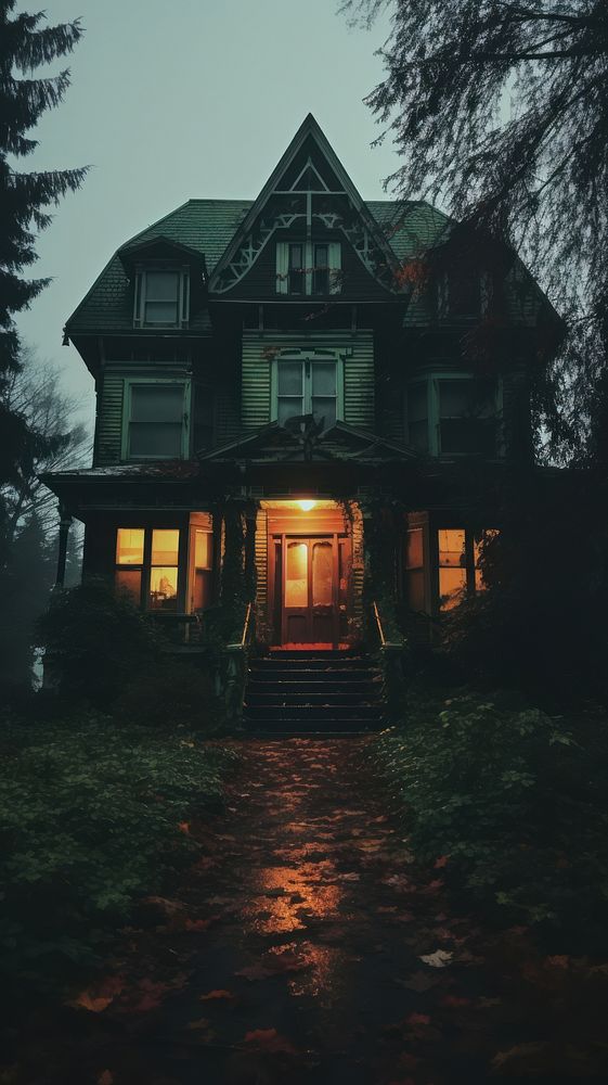 Haunted house architecture building illuminated. | Premium Photo - rawpixel