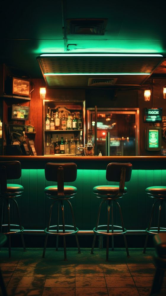 In bar chair green neon | Free Photo - rawpixel