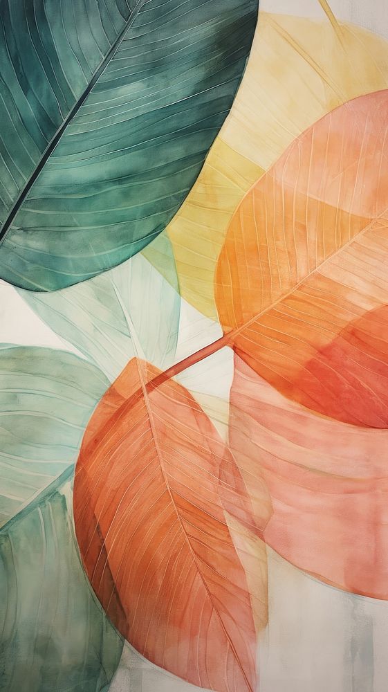 Tropical leaves abstract painting plant. | Free Photo Illustration ...