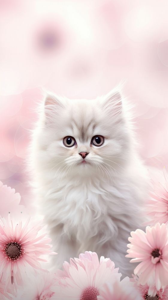 Cute cat flower animal mammal. | Premium Photo Illustration - rawpixel