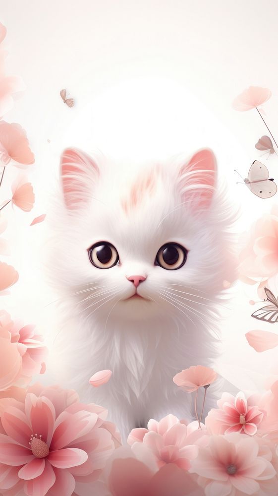 Cute cat flower animal mammal. | Premium Photo Illustration - rawpixel