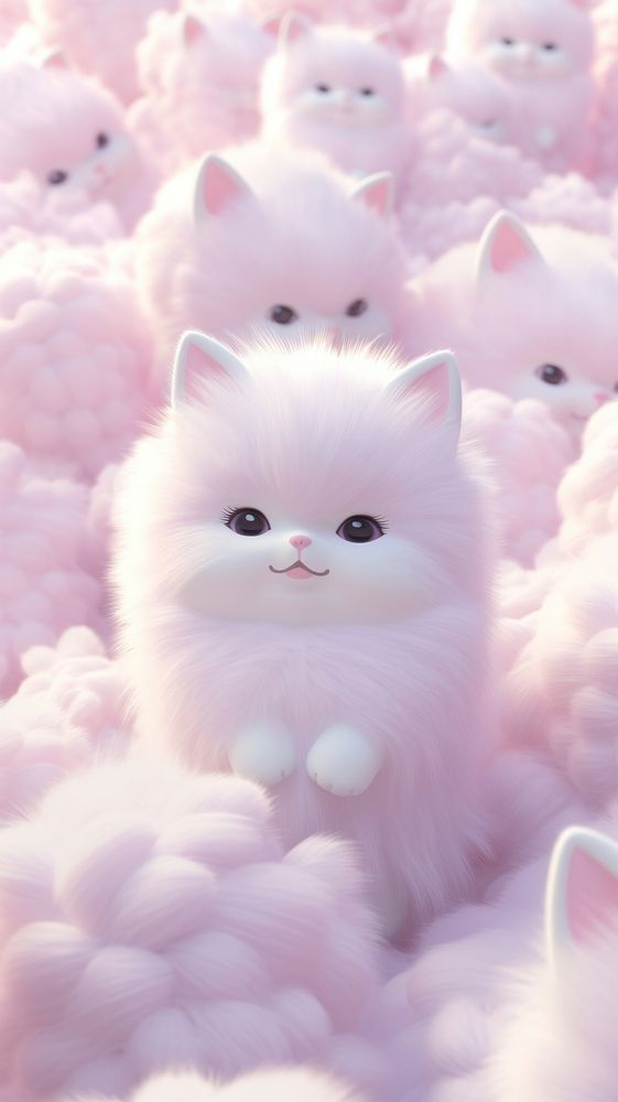 Fluffy pink kittens in clouds | Premium Photo Illustration - rawpixel