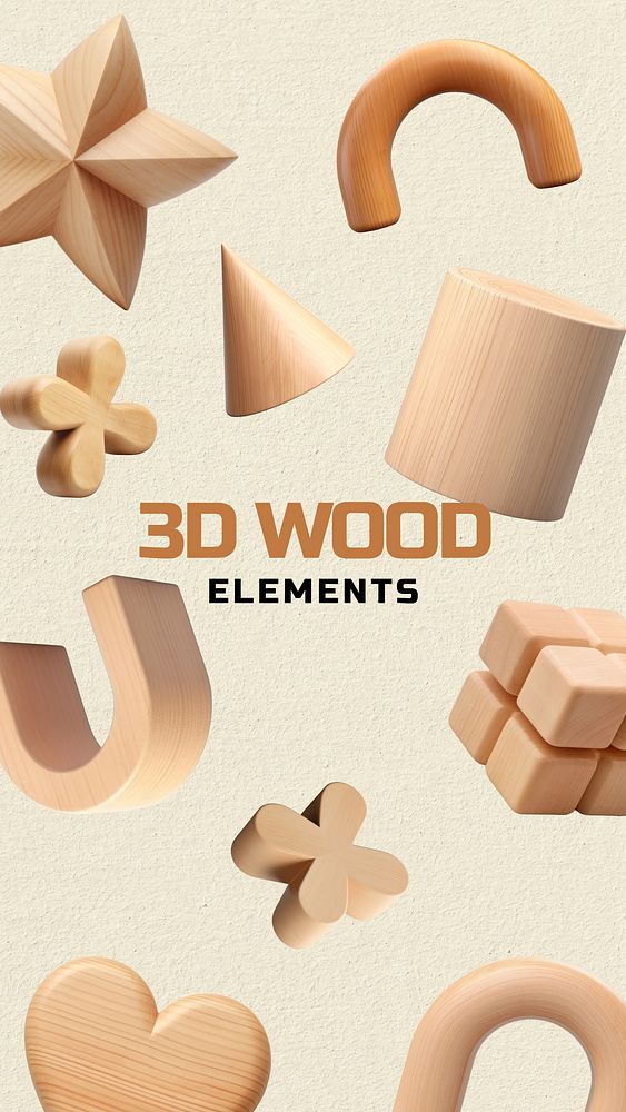 3D wood element set | Premium Photo - rawpixel